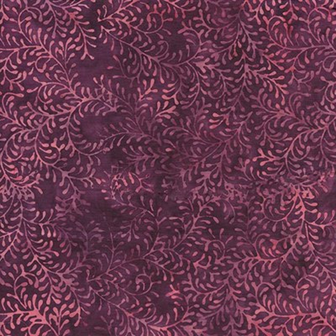 Leaf Vine Batik Fabric by the Yard - Choose Pinkish Purple or Plum Purple - 111613193 ...