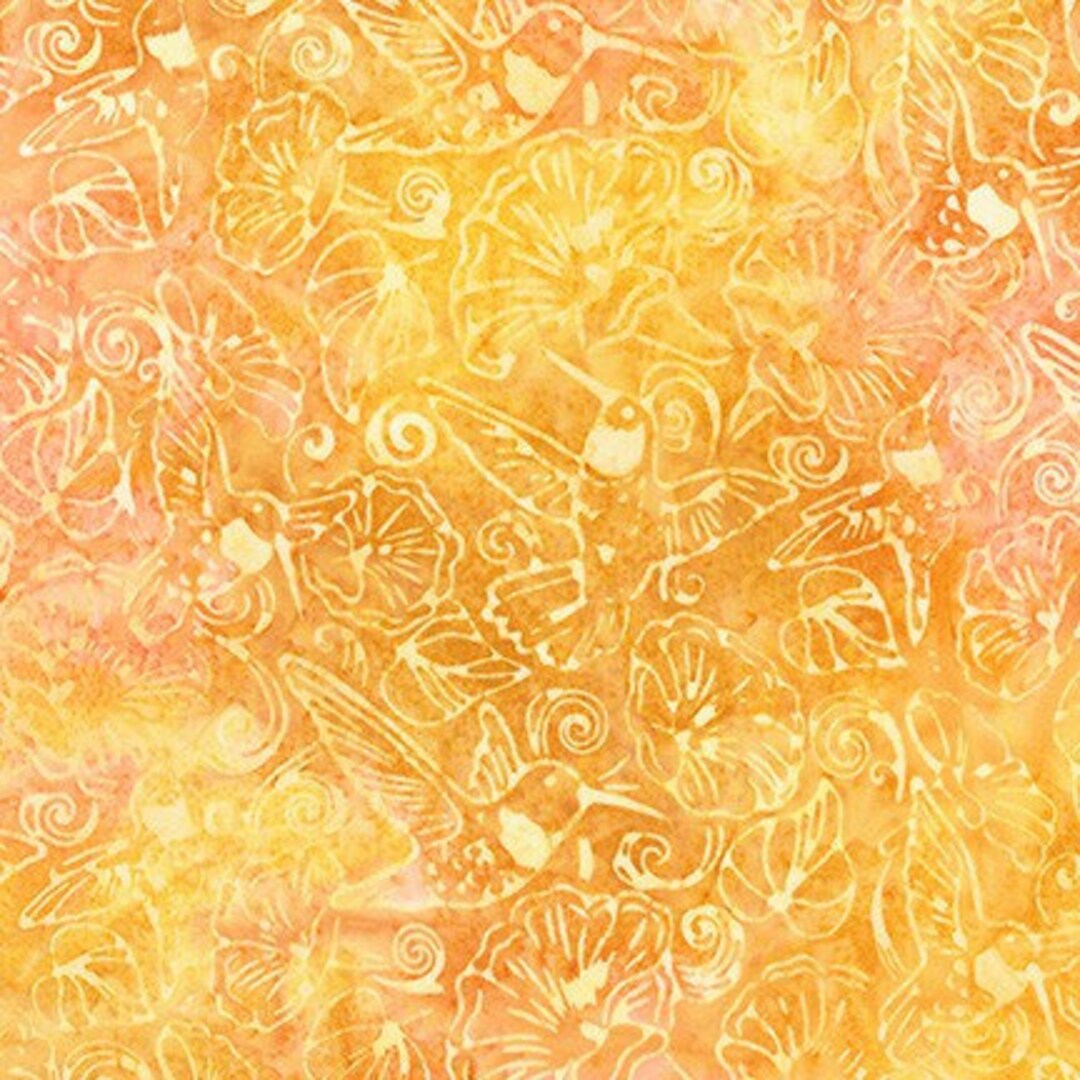 Sunshine Yellow Hummingbirds Batik Fabric by the Yard - AMD-20186-130 ...