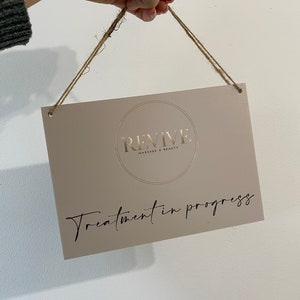 Personalised Logo Treatment in Progress Double Sided Business Door Sign ...