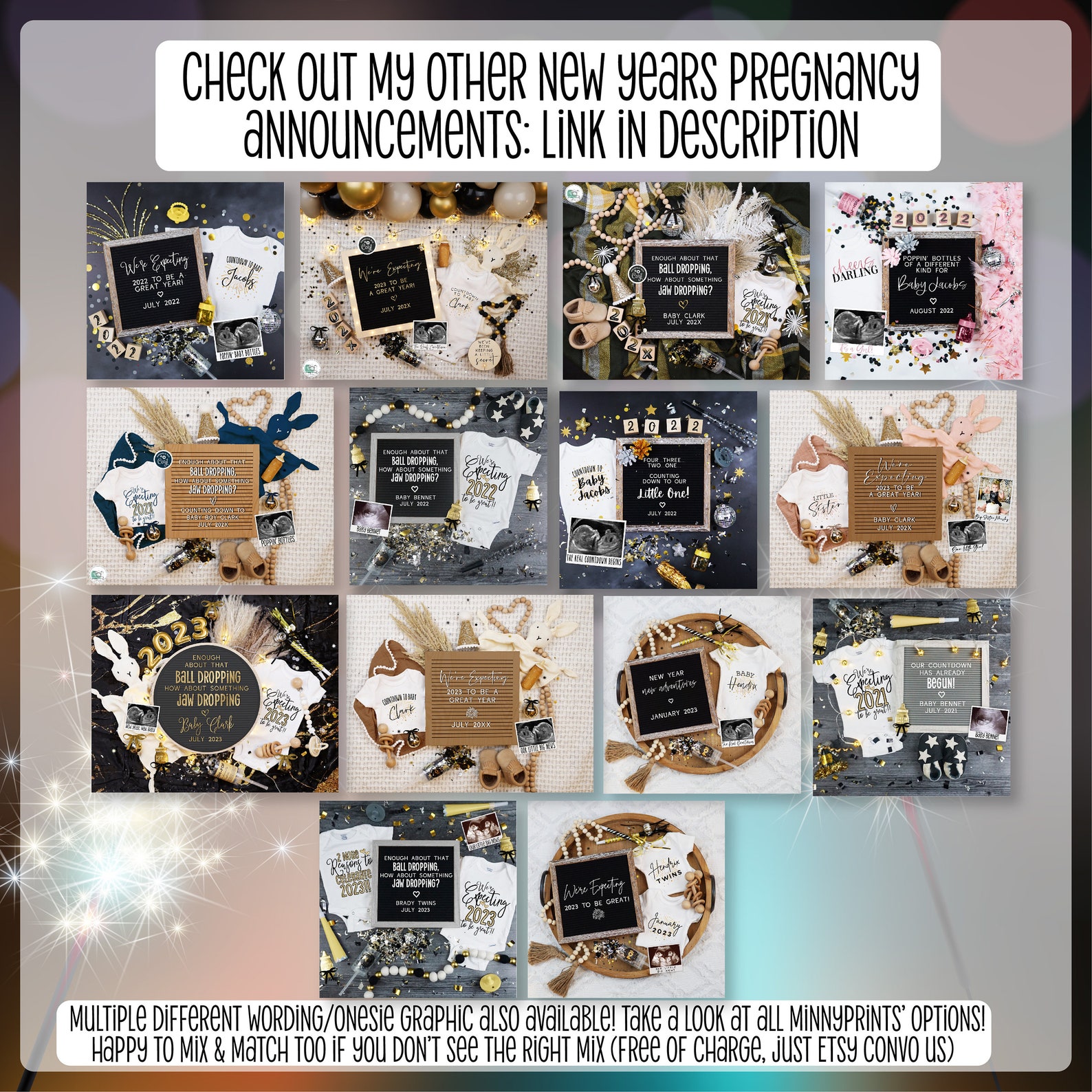 Editable New Year's Eve Pregnancy Announcement: Social Media Baby ...