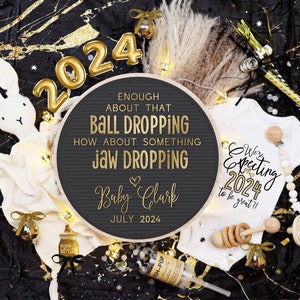 Boho New Years Eve Baby Announcement, Digital Boho New Year We're Expecting 2024 to Be Great ...