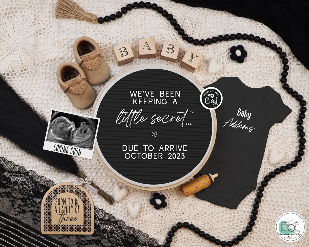 Digital Pregnancy Announcement, Goth Boho Gender Neutral Baby ...