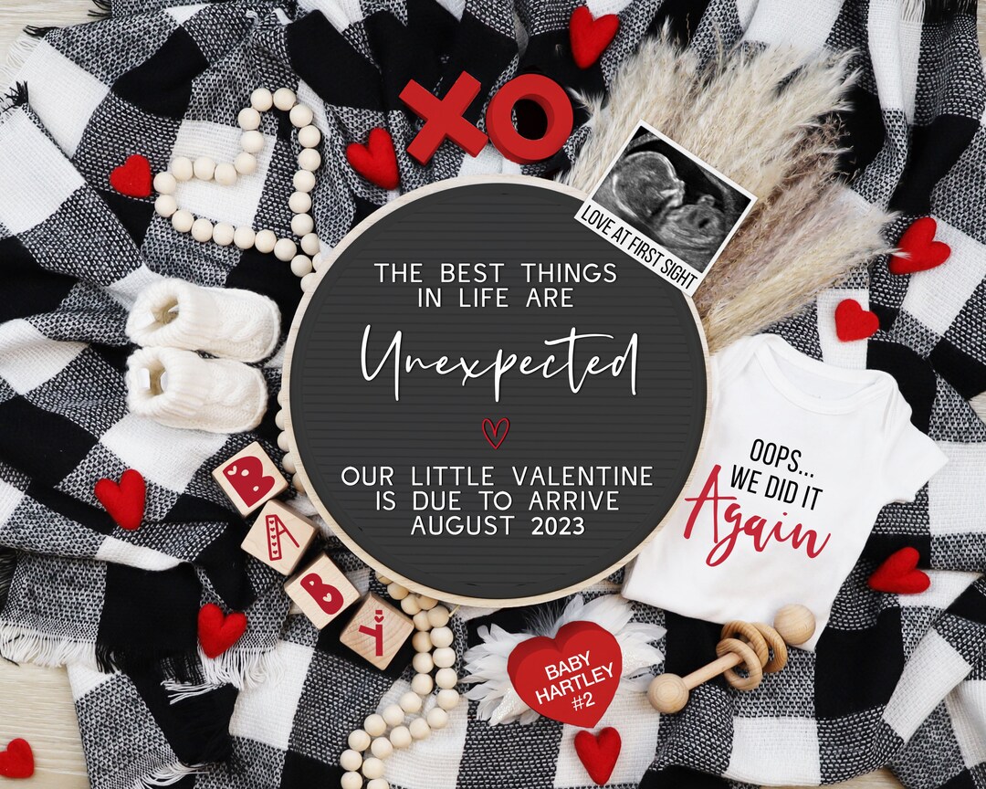 Funny Valentine's Day Pregnancy Announcement Digital, Editable Suprised Baby #2 #3 #4, Social ...