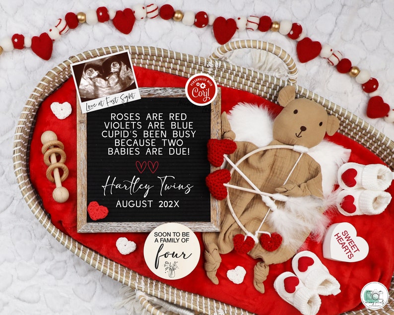 Valentines Day Cupid Twins Pregnancy Announcement: Social Media ...