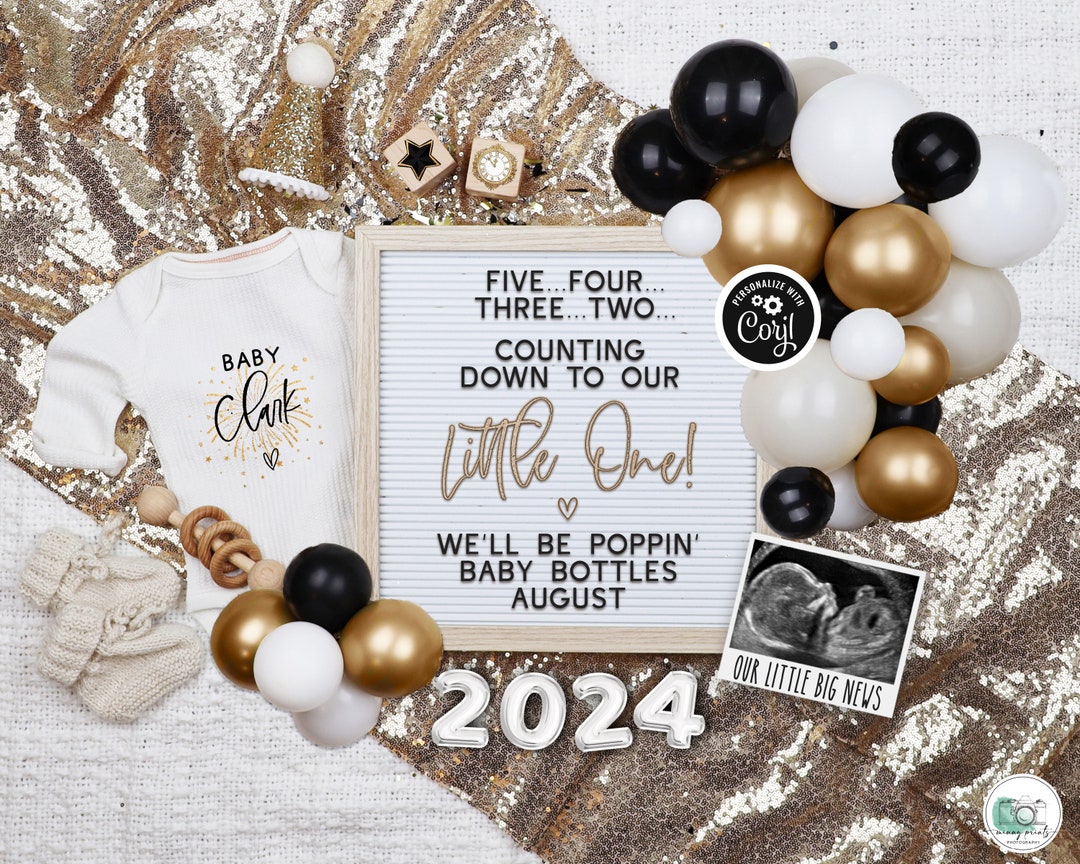 New Year Pregnancy Announcement Digital Baby Announcement 2024 Editable ...