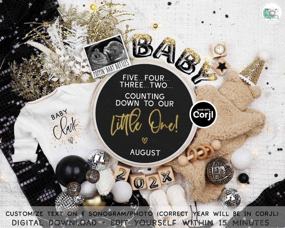 New Year Pregnancy Announcement Digital Baby Announcement 2026 Editable ...