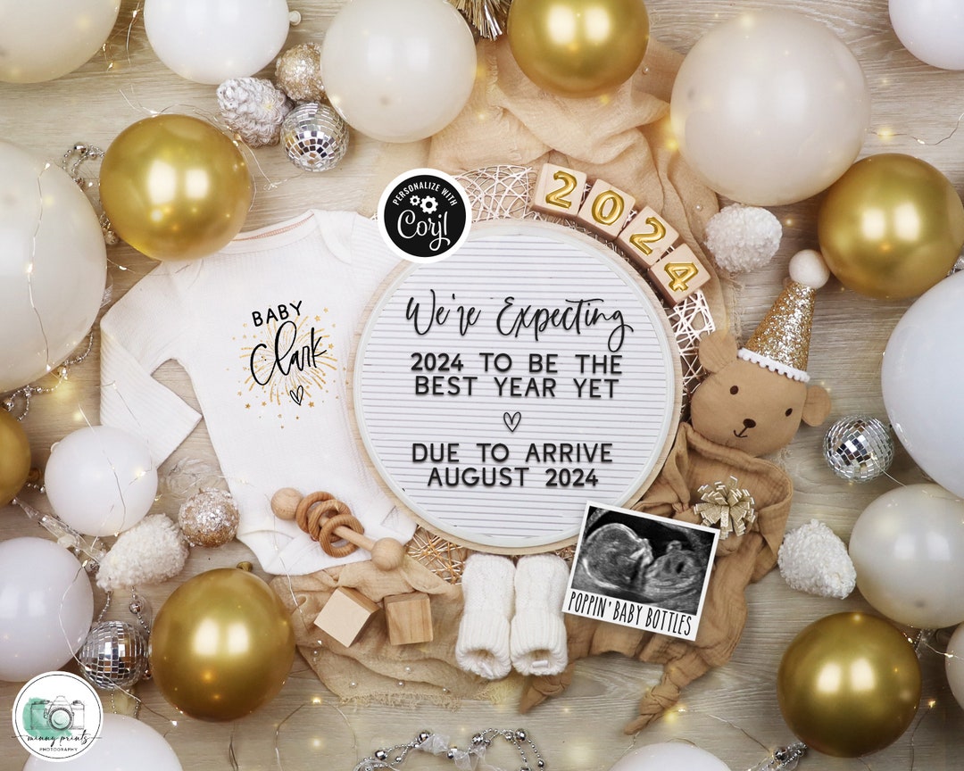 New Year Pregnancy Announcement Digital Baby Announcement 2024 Editable ...