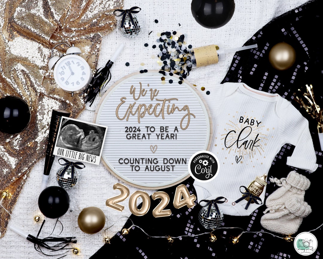 New Years Eve Pregnancy Announcement Digital NYE Baby Announcement ...