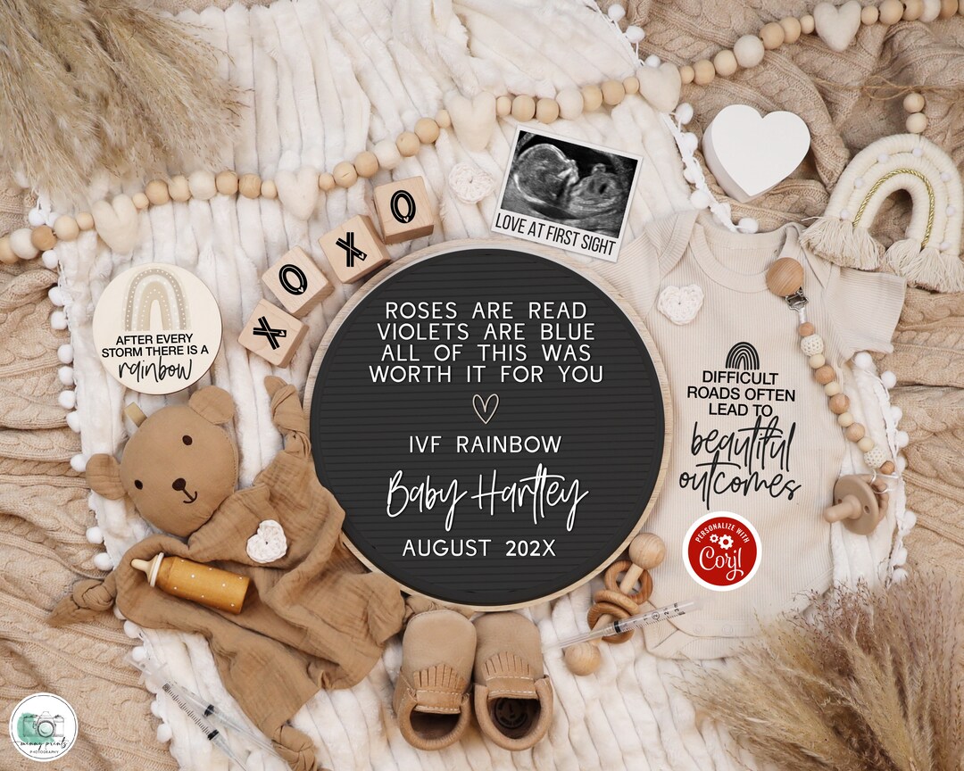 Valentines Day Digital IVF Rainbow Baby Announcement, Vday IVF Rainbow ...