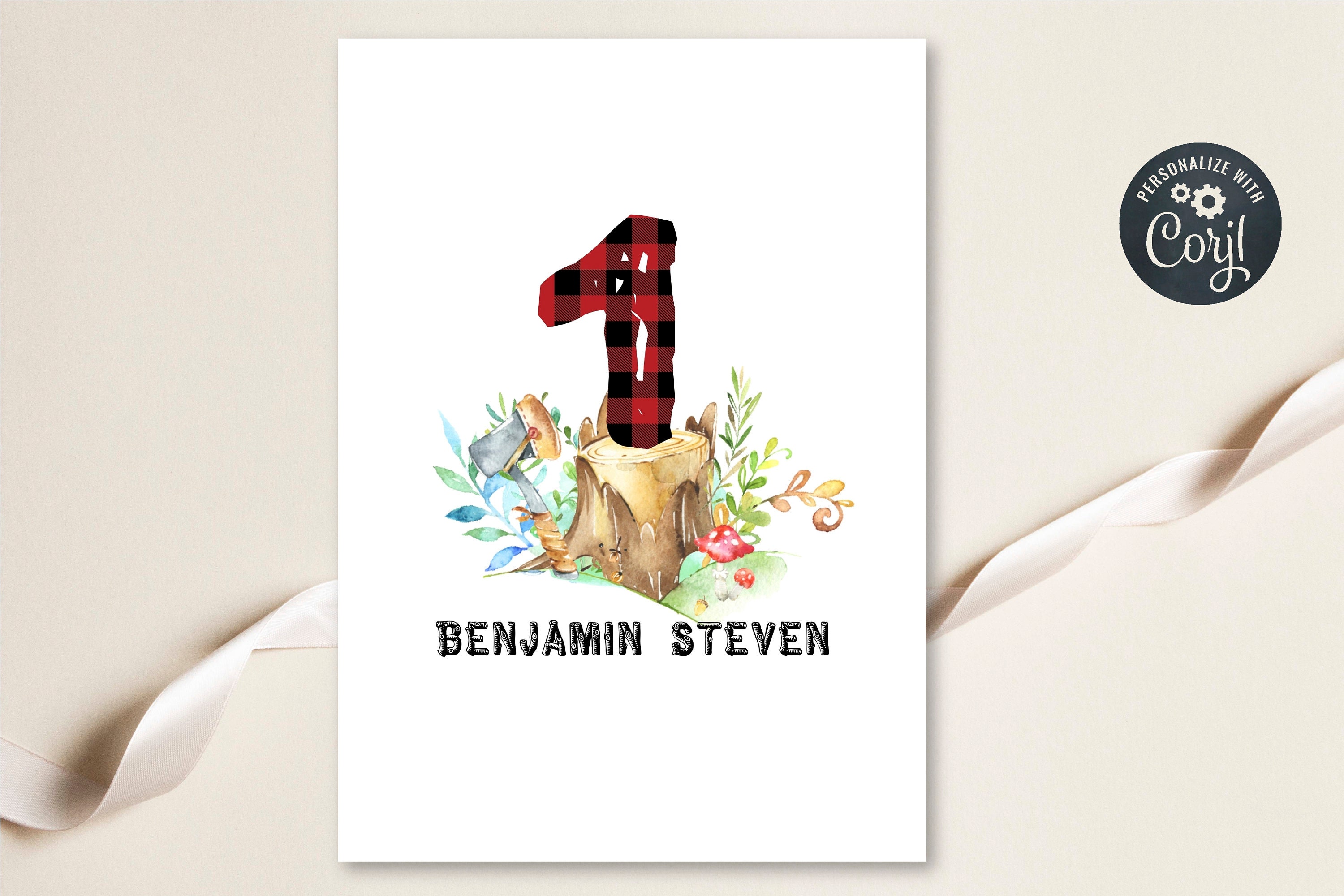 EDITABLE One Happy Camper Birthday Invitation Lumberjack | Etsy