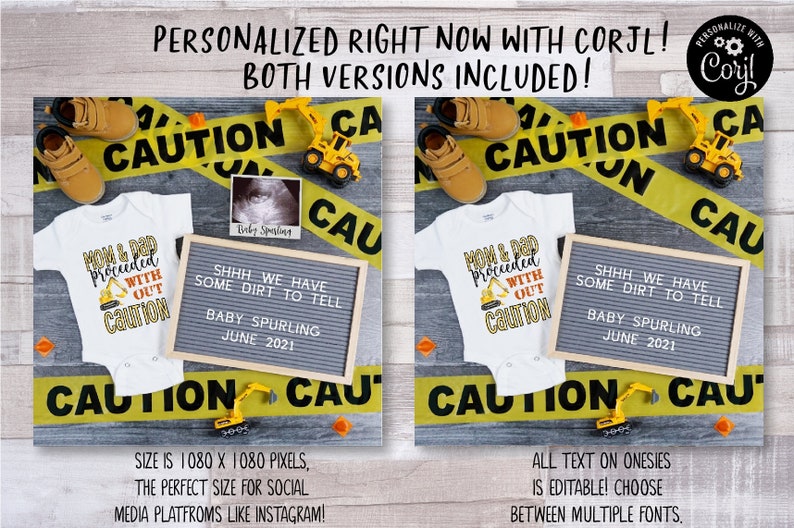 Construction Pregnancy Announcement Social Media Pregnancy | Etsy