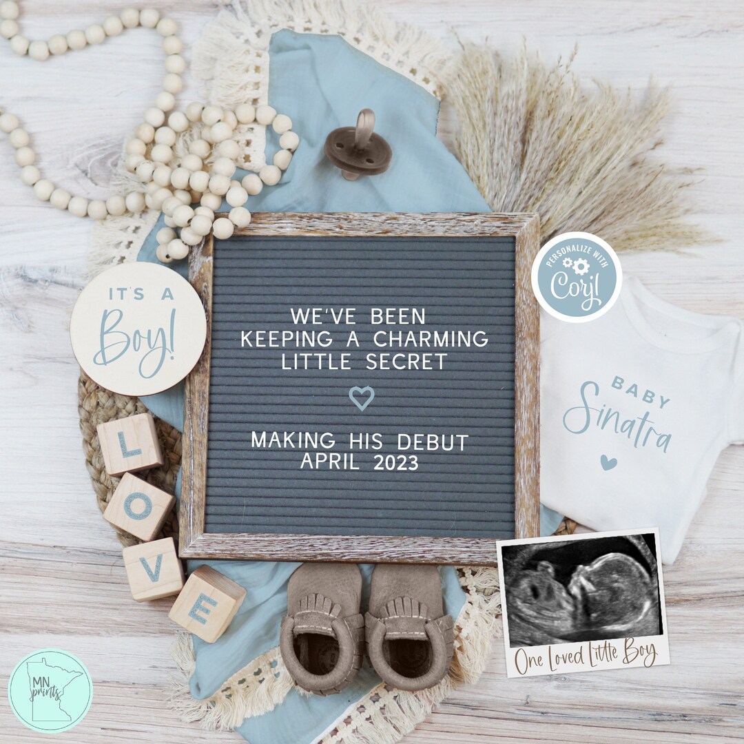 Boy Pregnancy Announcement Digital, It's a Boy Gender Reveal Baby ...