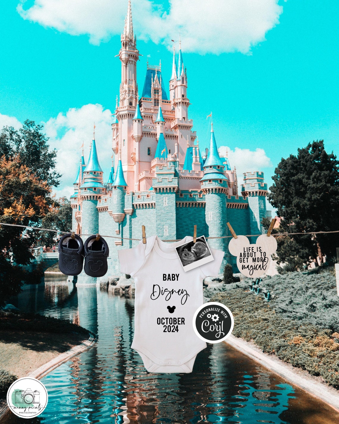 Cinderella Castle Pregnancy Announcement: Gender Neutral, Editable ...