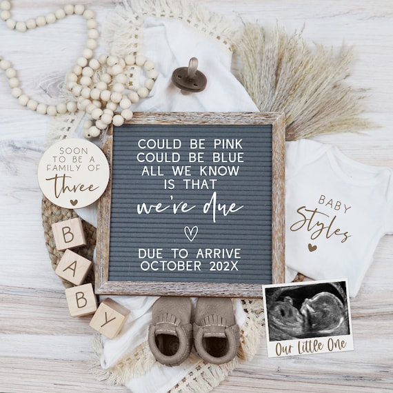 Could Be Pink Could Be Blue Digital Pregnancy Announcement, Boho Baby ...