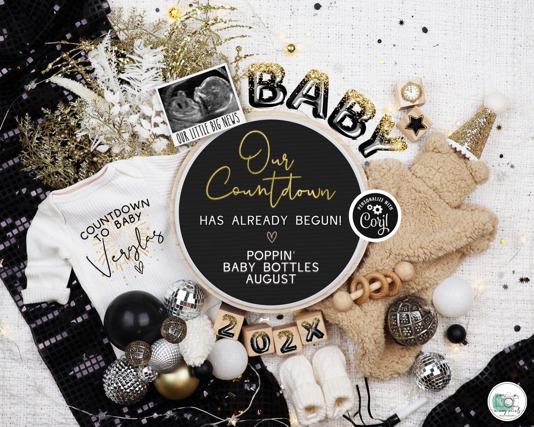 Editable New Year's Eve Baby Announcement: Social Media Reveal (digital ...