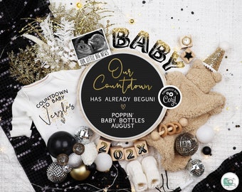 Editable Pregnancy Announcement New Year Countdown, Baby Reveal ...