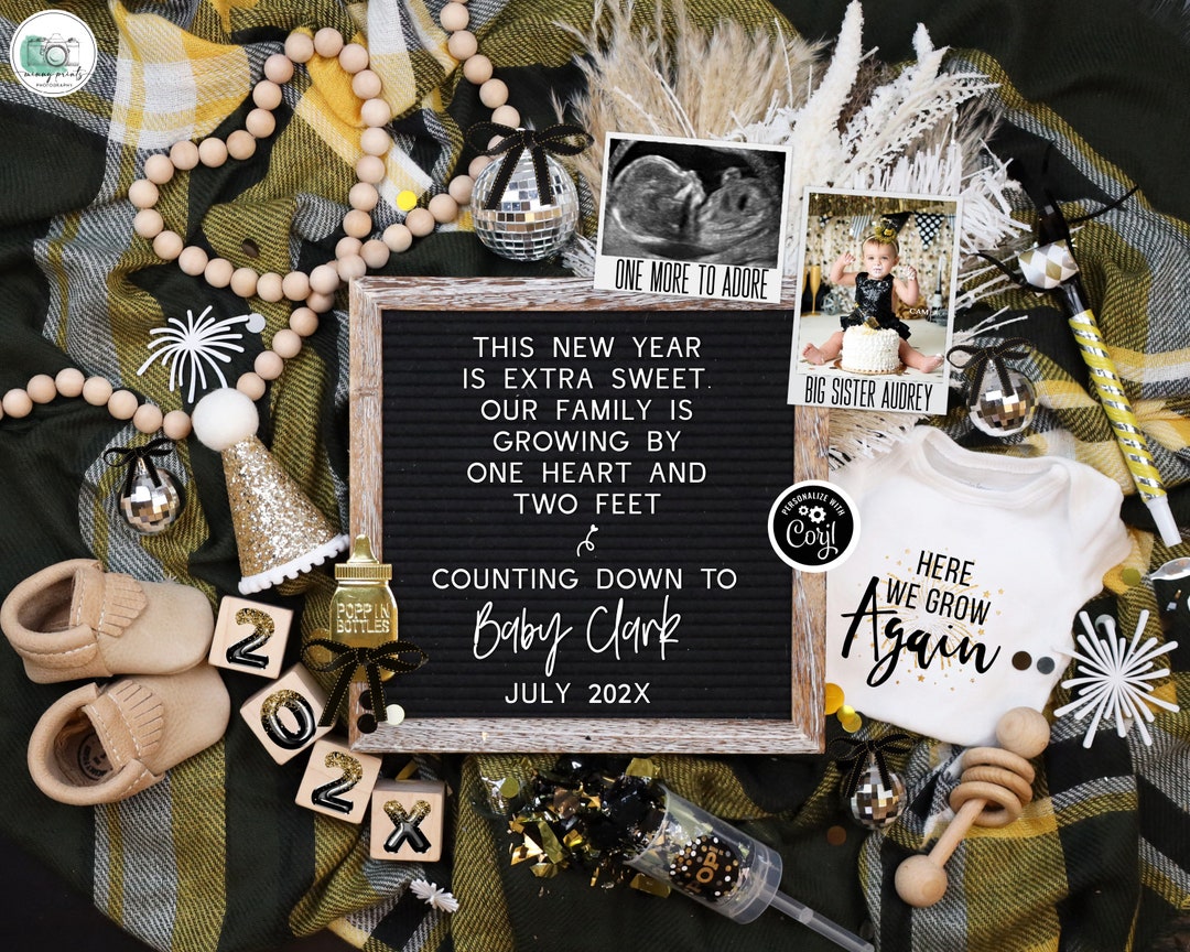 New Years Eve Baby Number 2 Etc Pregnancy Announcement Digital ...