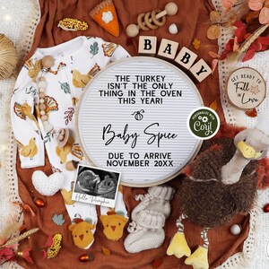Thanksgiving Pregnancy Announcement Fall Digital Baby Announcement ...