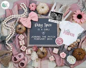 Girl Pregnancy Announcement Digital, It's a Girl Gender Reveal Baby ...