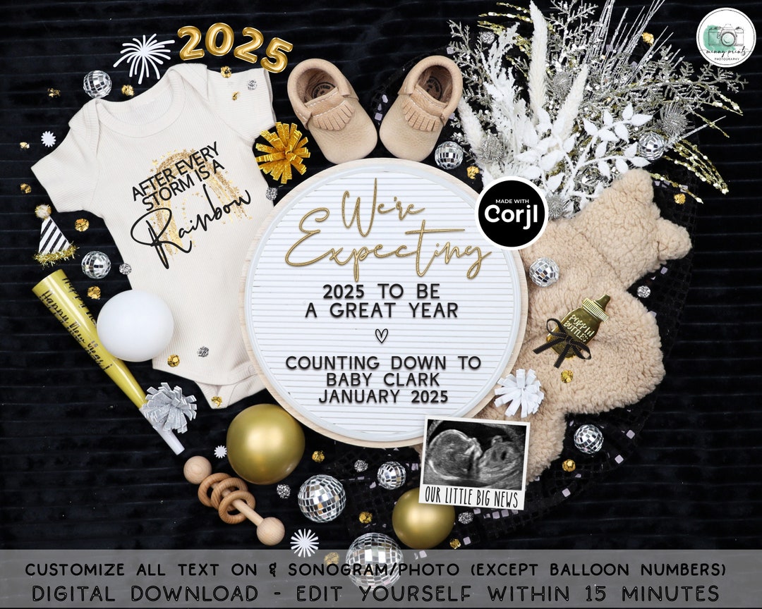 New Years Eve Pregnancy Announcement Digital NYE Baby Announcement ...