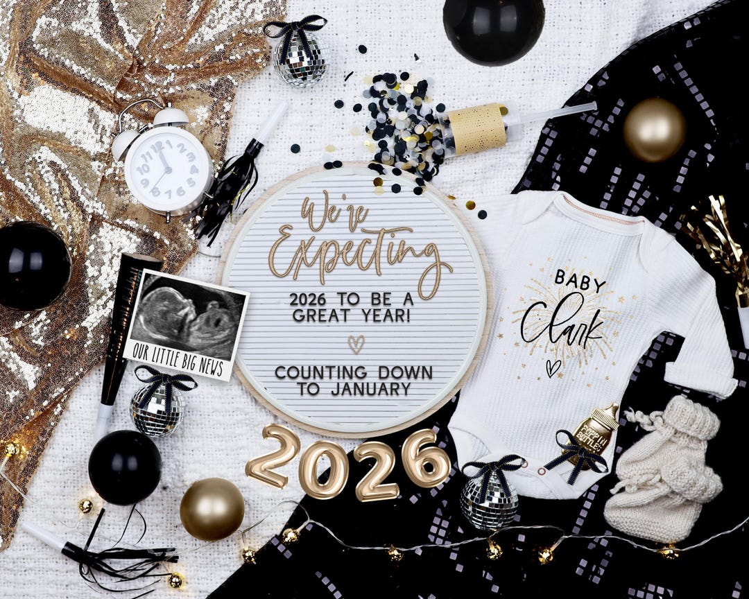 New Years Eve Pregnancy Announcement Digital NYE Baby Announcement ...