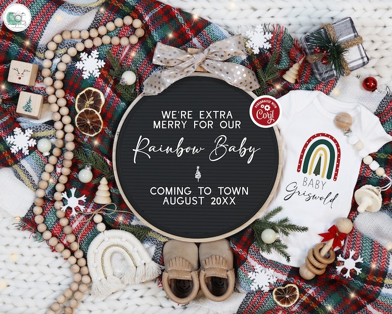 Rainbow Baby Christmas Announcement Digital Rainbow Baby - Etsy