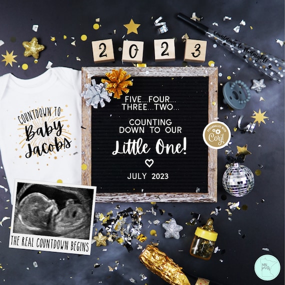 New Years Eve Pregnancy Announcement Digital Countdown New Years 