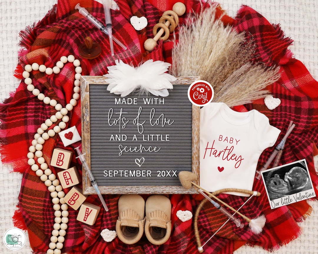 Valentines Day Digital IVF Baby Announcement, Love & Science Vday IVF ...