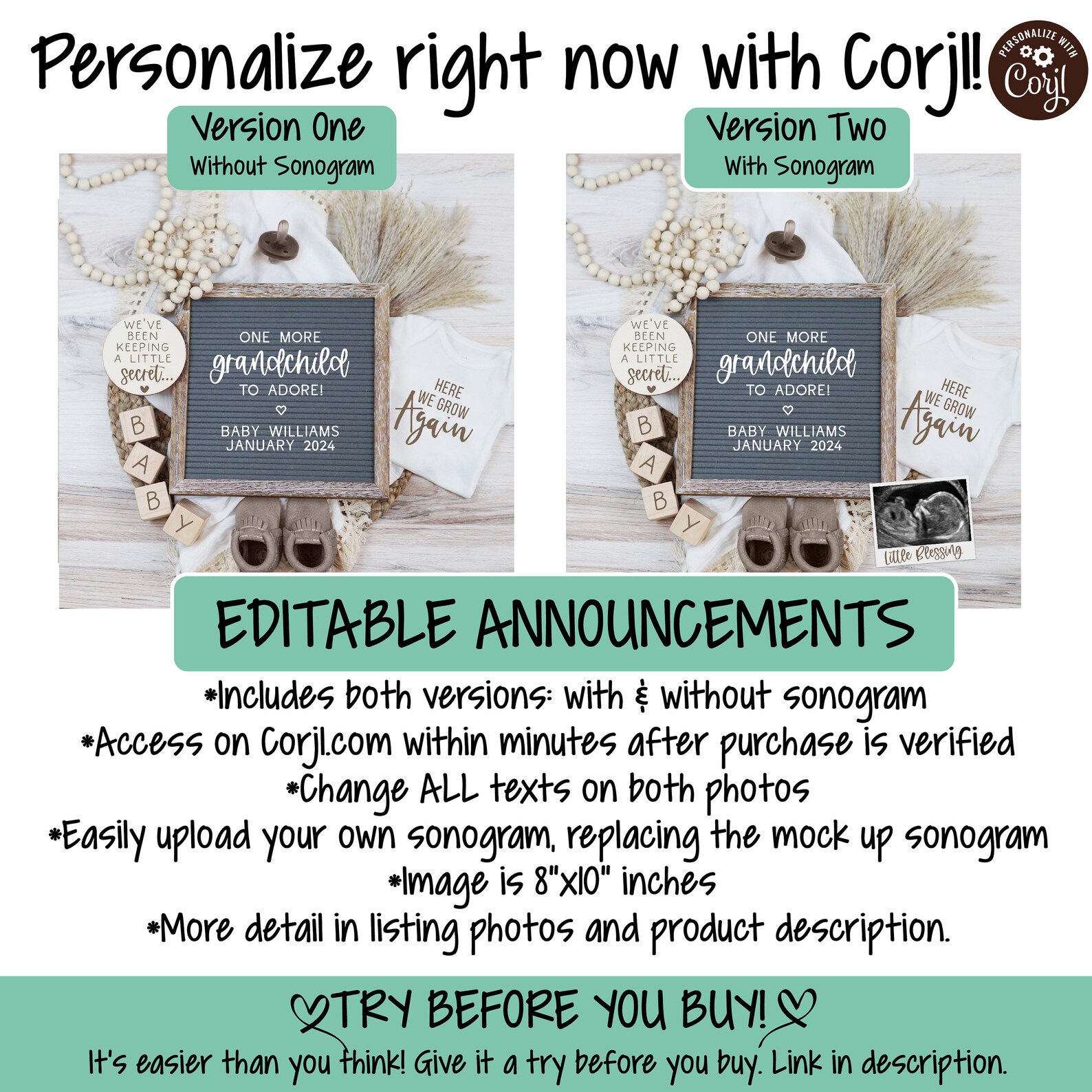 Grandparents Pregnancy Announcement: Gender Neutral Digital Template - Etsy