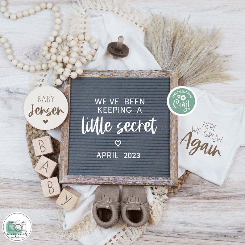Digital Pregnancy Announcement Boho Here We Grow Again Baby - Etsy