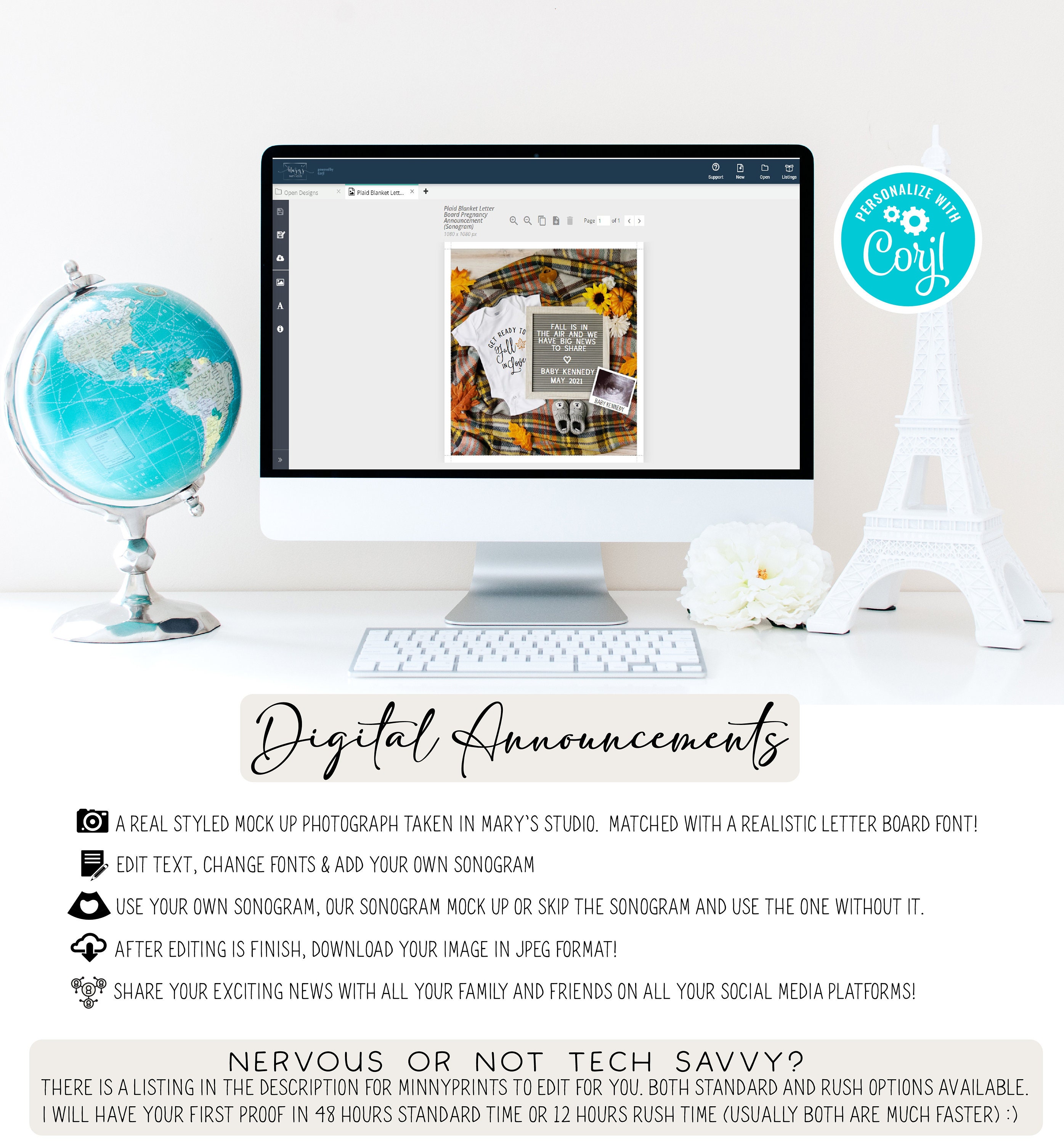 Girl Easter Pregnancy Announcement Digital Boho Bunny Gender - Etsy