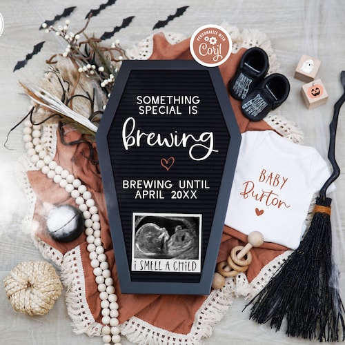 Halloween Boy Pregnancy Announcement Digital Halloween Baby - Etsy