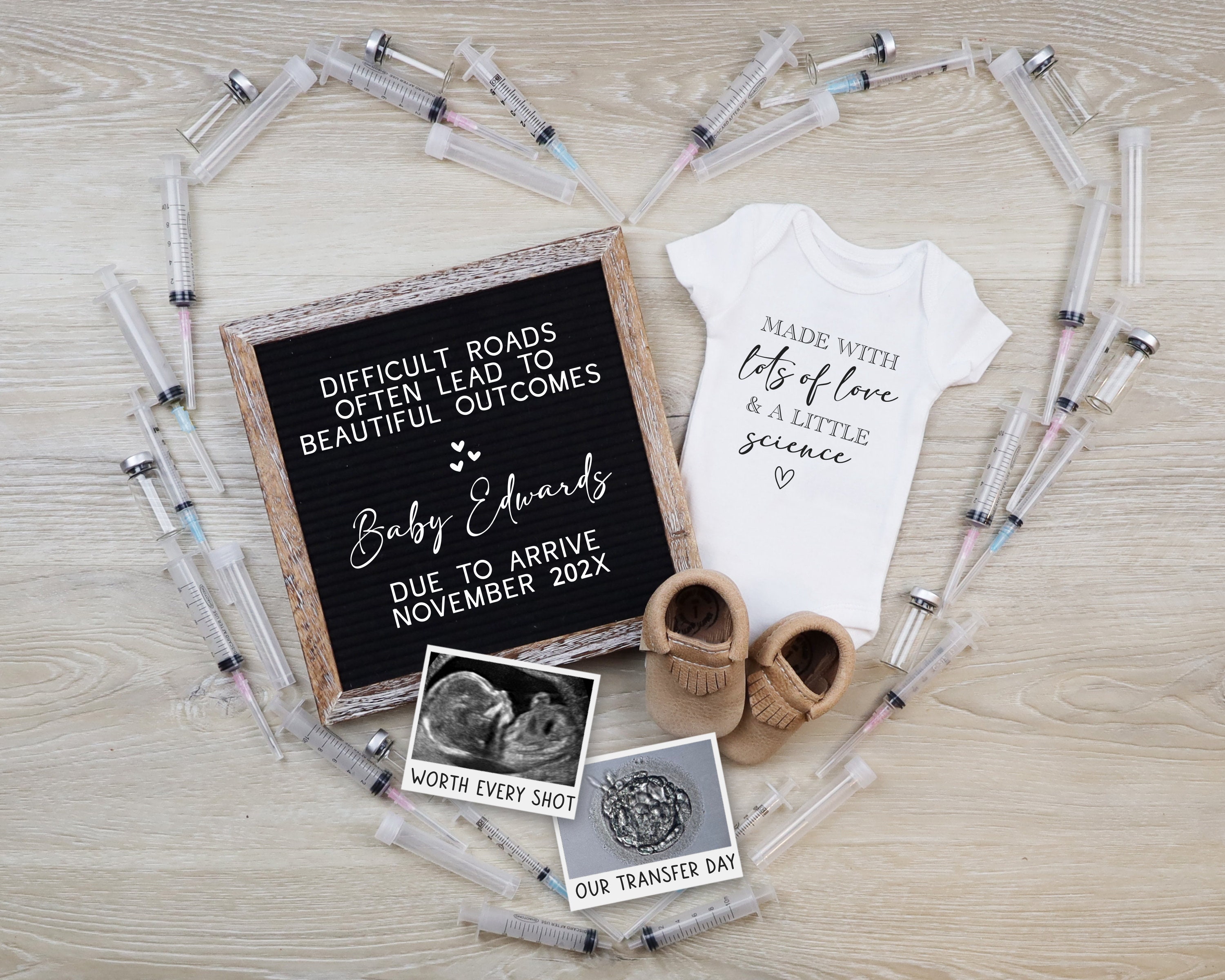 IVF Pregnancy Announcement: Syringe Heart, Editable Social Media ...