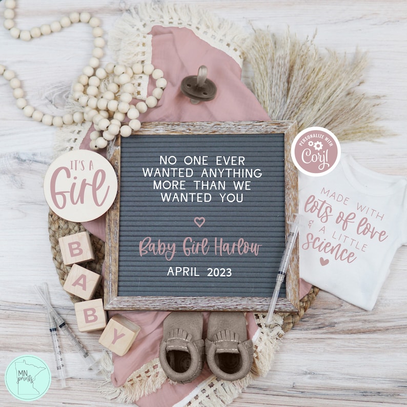 IVF Girl Pregnancy Announcement Digital IUI It's a Girl - Etsy