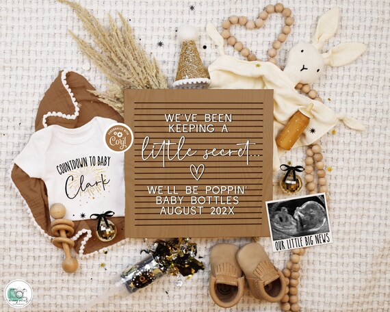 Boho New Years Eve Baby Announcement, Digital Boho New Year Poppin ...