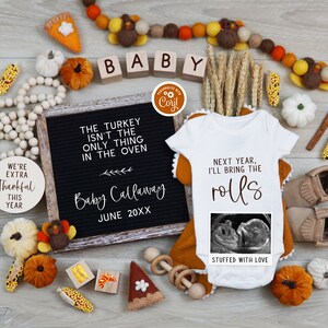 Thanksgiving Pregnancy Announcement: Turkey Oven Baby Reveal (digital ...