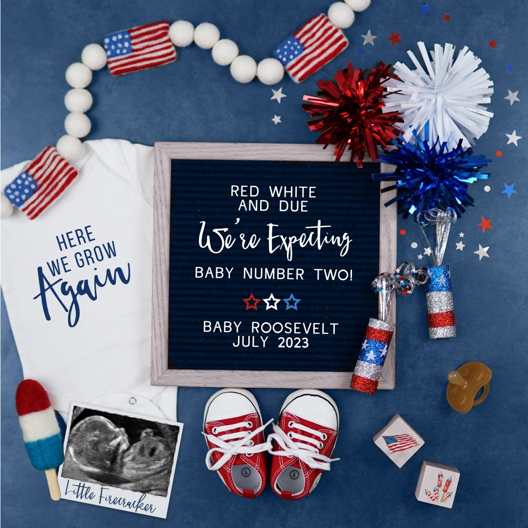 4th of July Baby 2nd 3rd 4th Etc Pregnancy Announcement, Patriotic ...