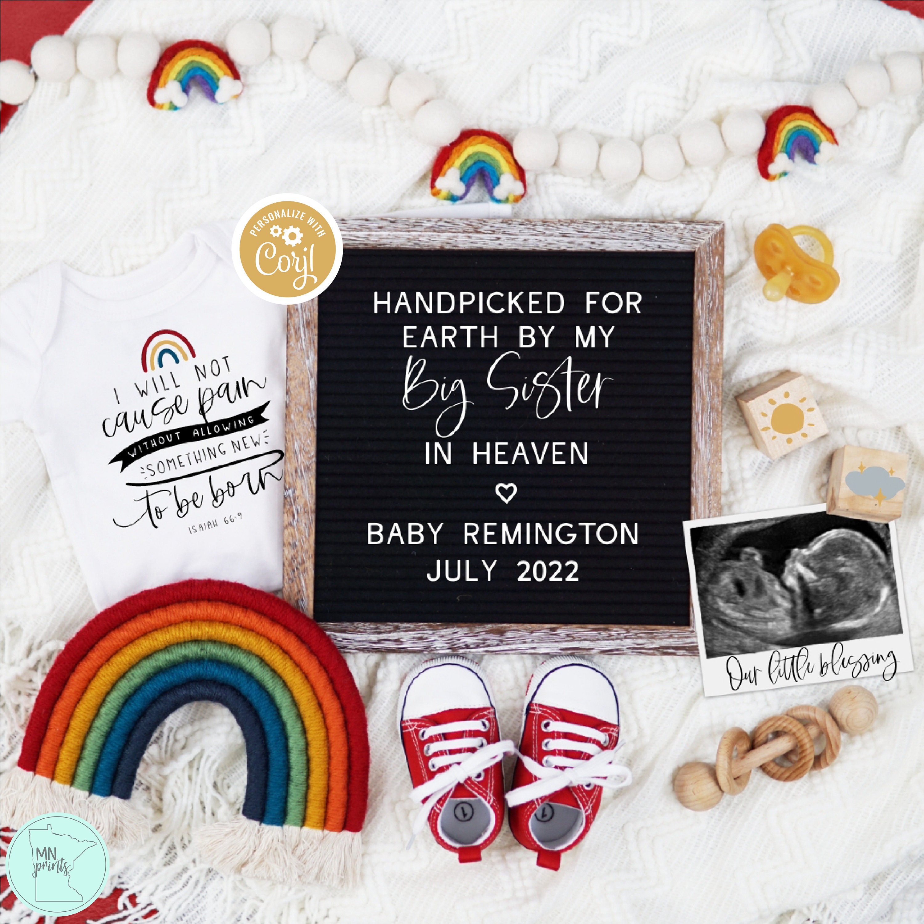 Rainbow Baby Pregnancy Announcement Editable Handpicked by | Etsy
