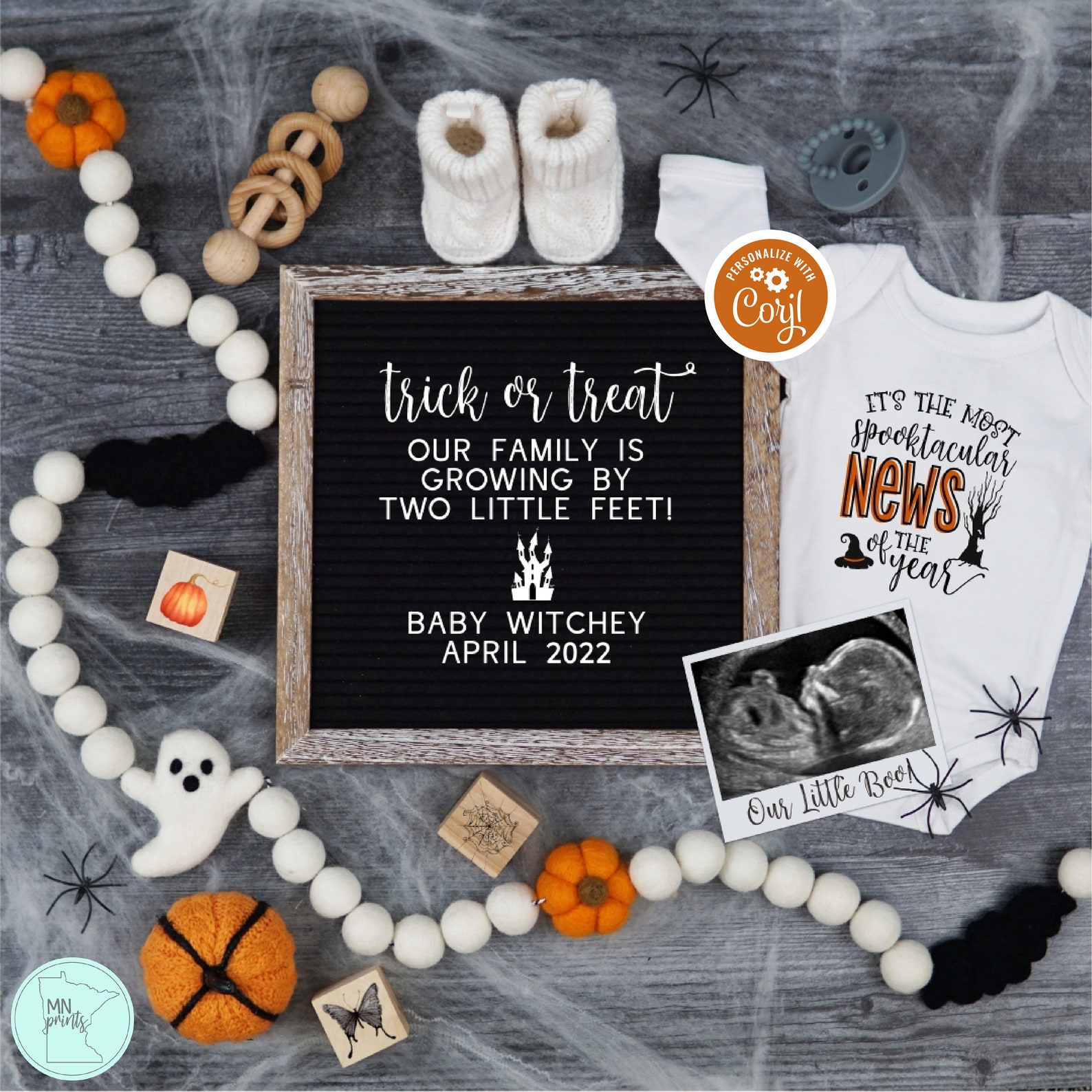 Editable Halloween Pregnancy Announcement Digital Trick or - Etsy
