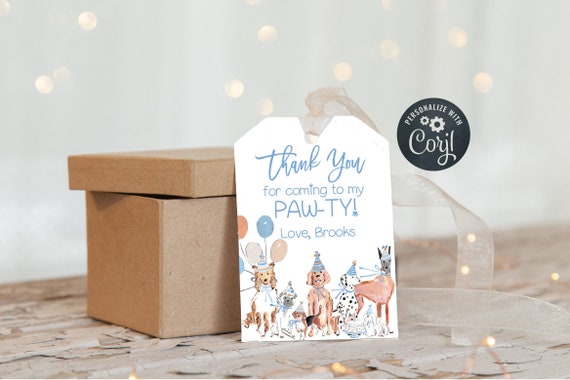 EDITABLE Puppy Dog Thank You Tags, Adoption, PAW-TY, Pet, Birthday ...