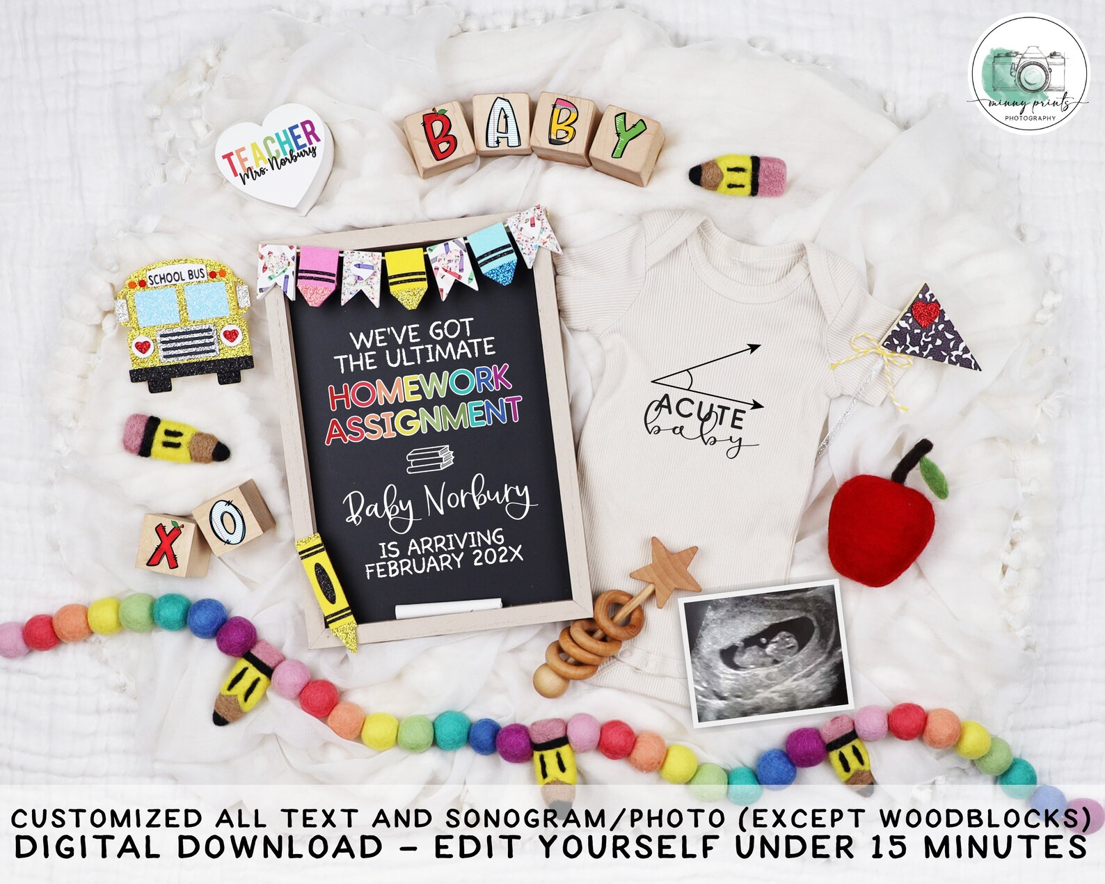 Teacher Pregnancy Announcement: School Theme Baby Reveal (digital) - Etsy