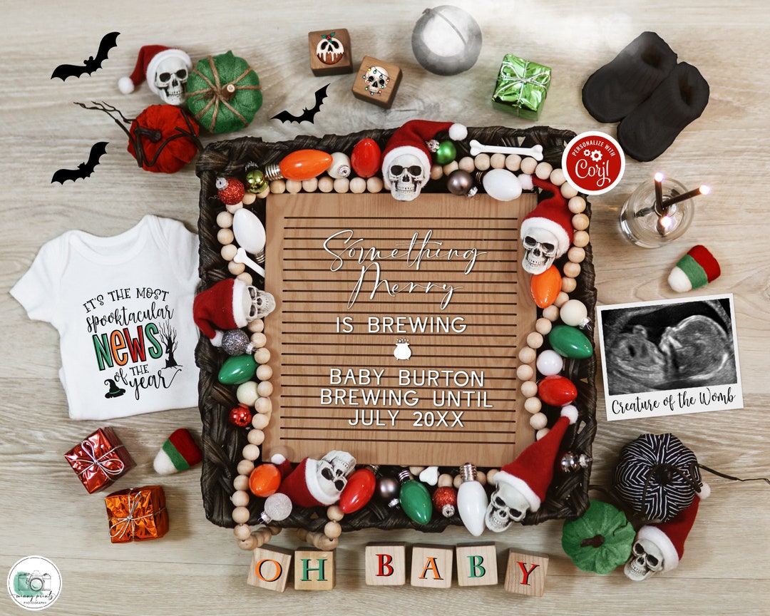 Goth Christmas Pregnancy Announcement: Spooky Holiday Reveal (digital ...