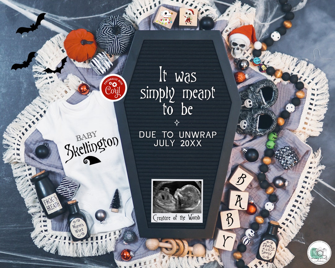 Gothic Christmas Pregnancy Announcement: Spooky Holiday Reveal (digital ...
