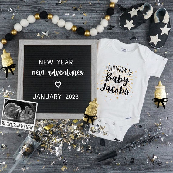 New Years Pregnancy Announcement Digital Editable New Year New 