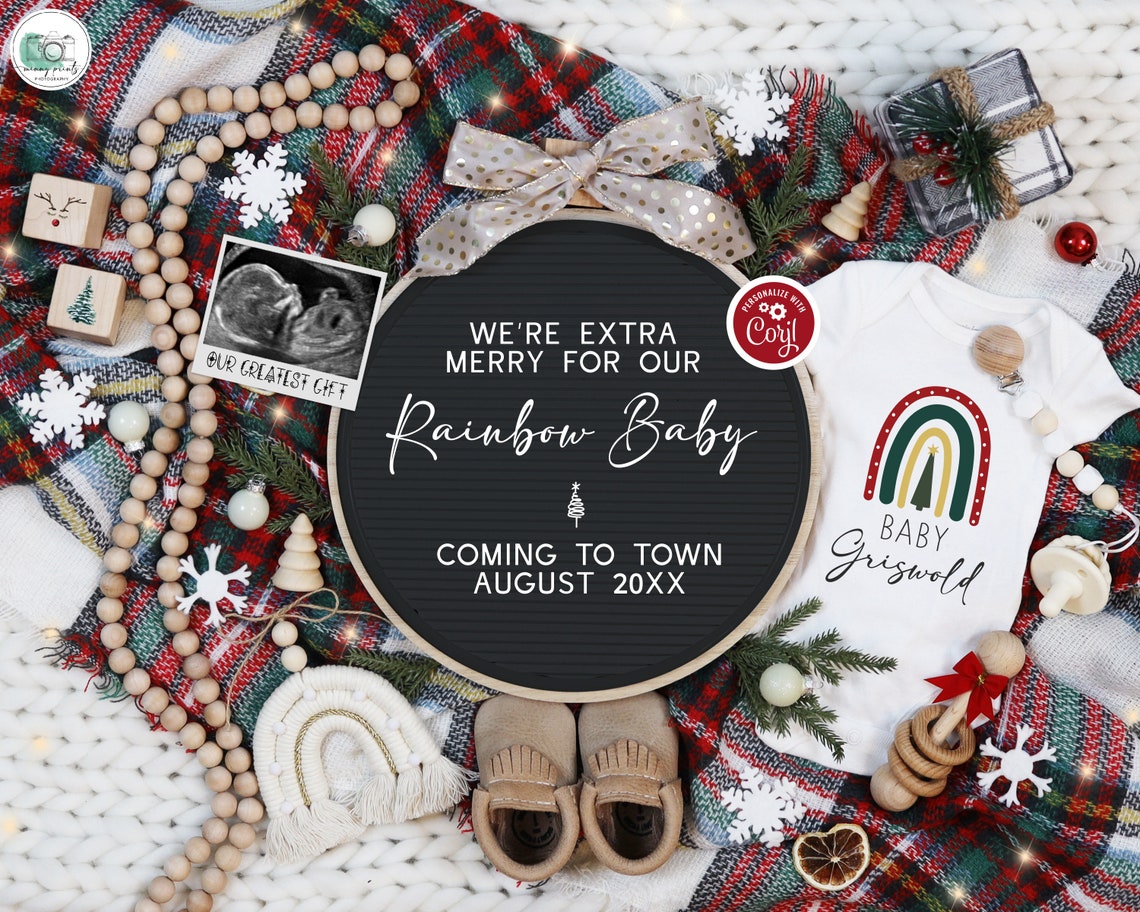 Rainbow Baby Christmas Announcement Digital Rainbow Baby - Etsy