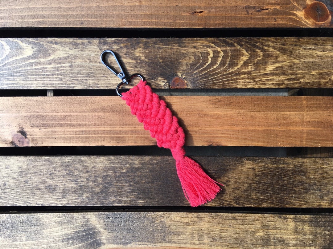 Small Watermelon Mermaid Tail Macrame Boho Keychain - Etsy