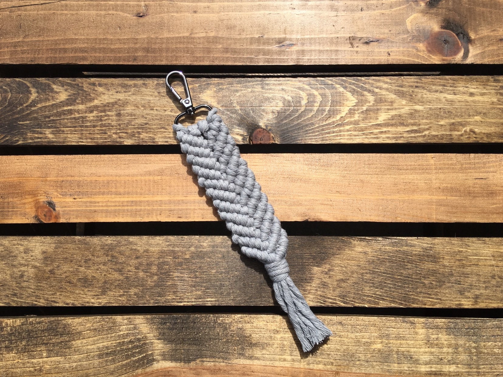 Large Dove Chevron Macrame Boho Keychain - Etsy