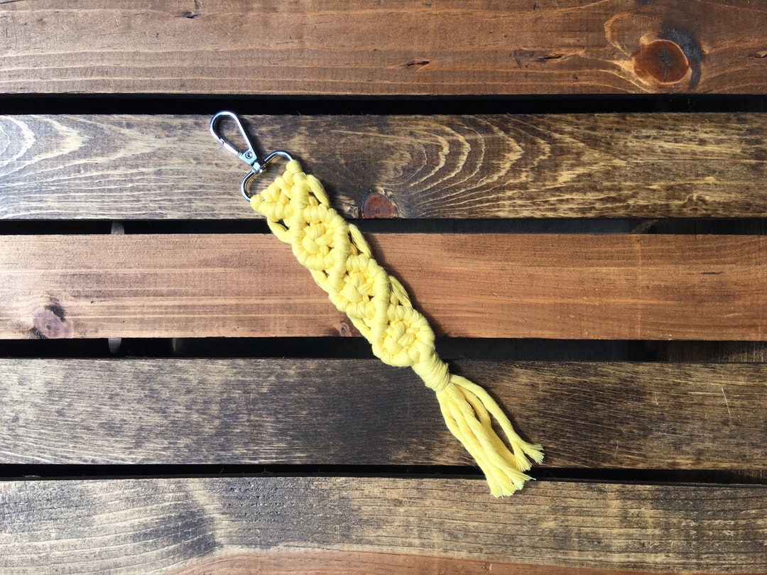 Large Lemon Infinity + One Macrame Boho Keychain - Etsy