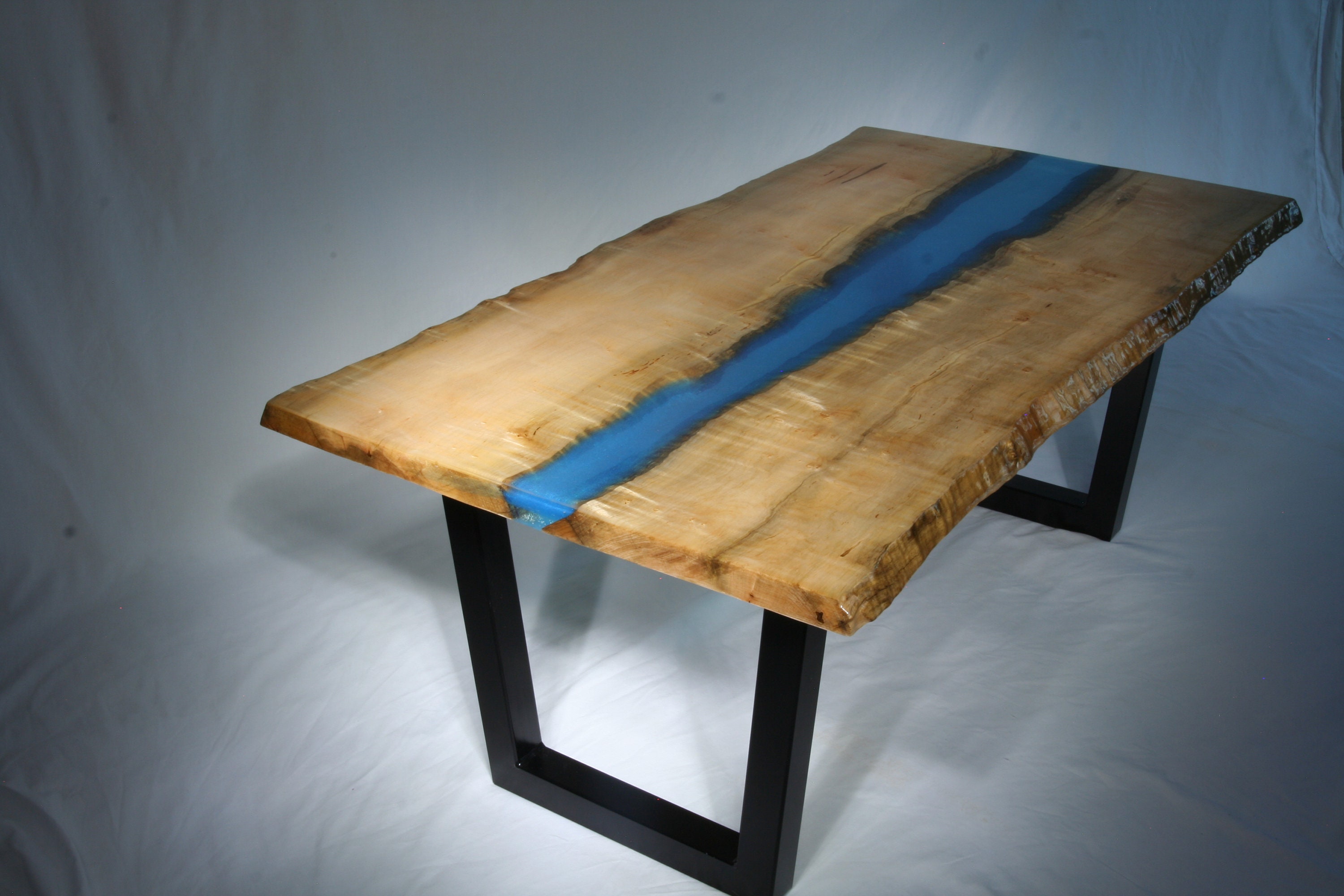 Live Edge Curly Maple River Table - Etsy