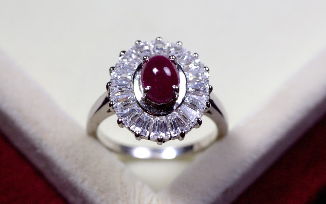 Dark Red Ruby Ring, Natural Ruby Rings, July Birthstone, Sterling ...
